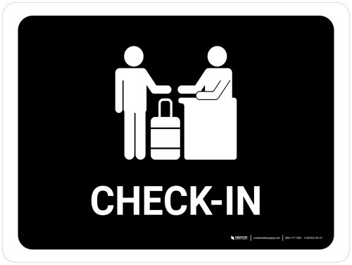 Check In Black Landscape - Wall Sign