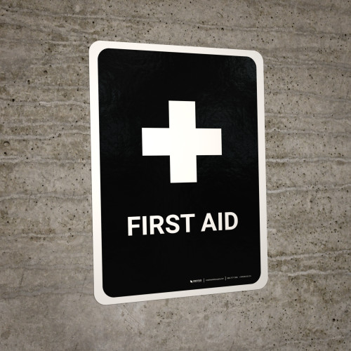 First Aid Black Portrait - Wall Sign | Creative Safety Supply