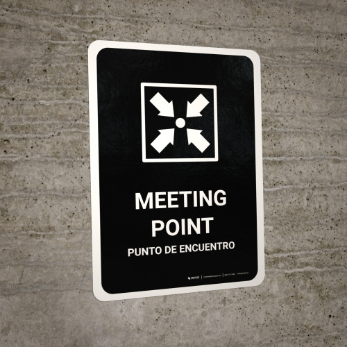 Meeting Point Black Bilingual Portrait - Wall Sign | Creative Safety Supply