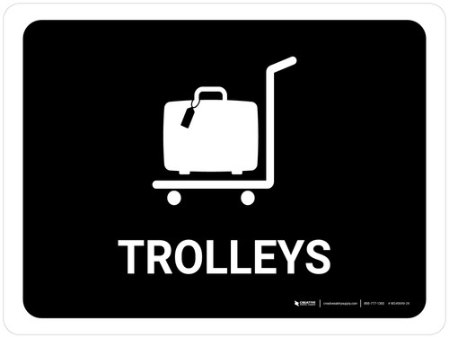 Trolleys Black Landscape - Wall Sign