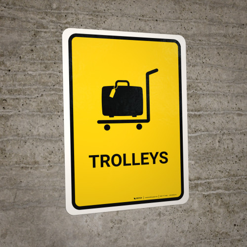 Trolleys Yellow Portrait - Wall Sign