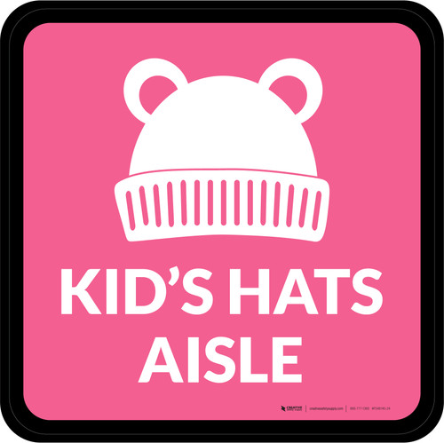 Kids Hats Aisle with Icon Square - Floor Sign | Creative Safety Supply
