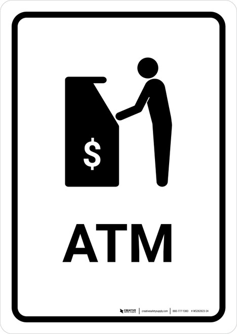 ATM White Portrait - Wall Sign