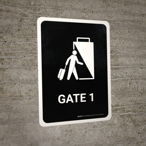 Gate 1 Black Portrait - Wall Sign