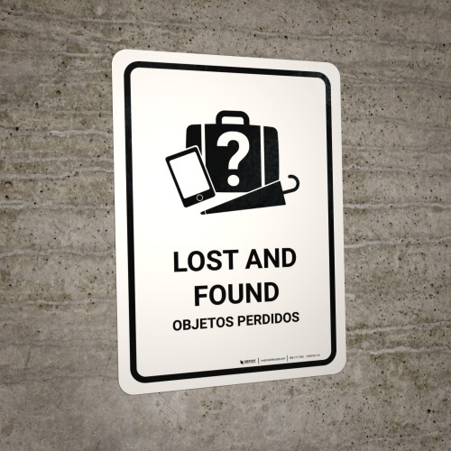 Lost And Found White Bilingual Spanish Portrait - Wall Sign