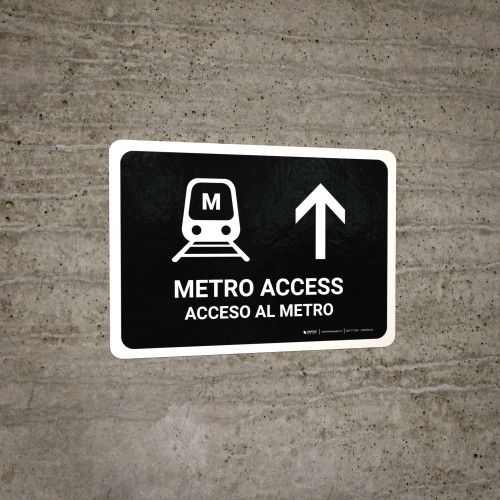 Metro Access With Up Arrow Black Bilingual Spanish Landscape - Wall ...