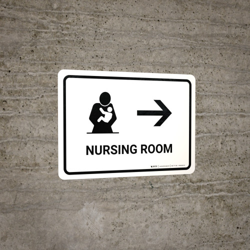 Nursing Room With Right Arrow White Landscape - Wall Sign