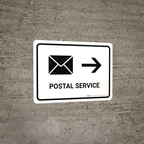 Postal Service With Right Arrow White Landscape - Wall Sign