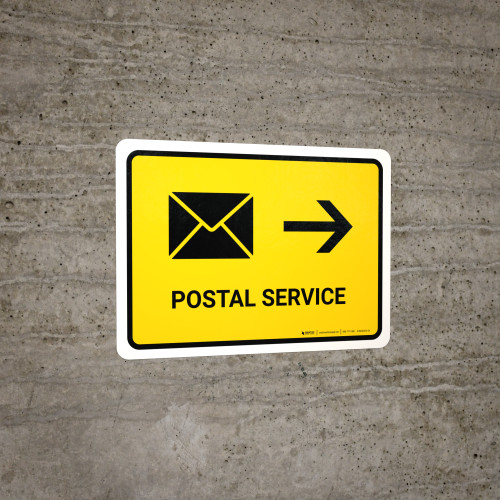Postal Service With Right Arrow Yellow Landscape - Wall Sign