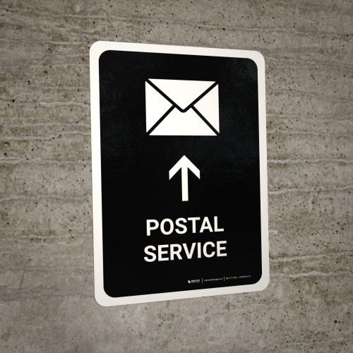 Postal Service With Up Arrow Black Portrait - Wall Sign