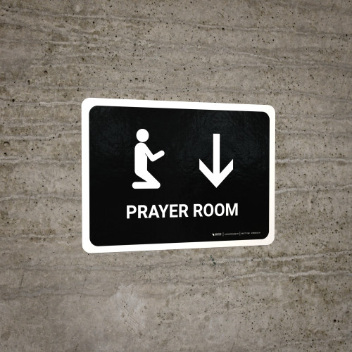 Prayer Room With Down Arrow Black Landscape - Wall Sign | Creative ...