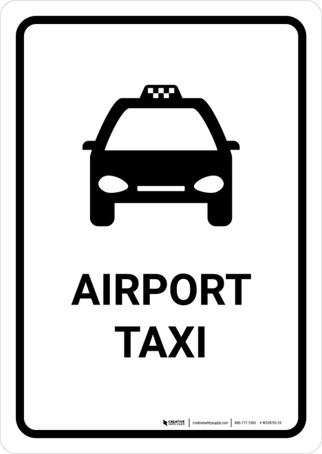 Airport Taxi White Portrait - Wall Sign