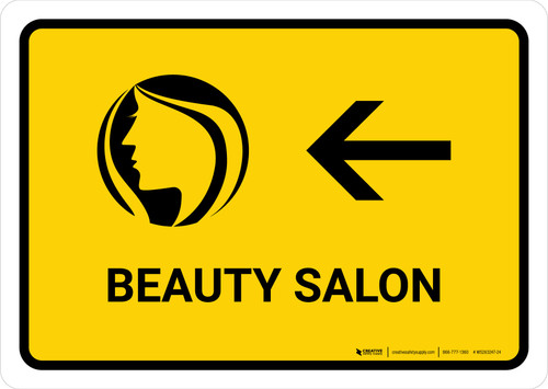 Beauty Salon With Left Arrow Yellow Landscape - Wall Sign