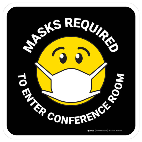 Masks Required To Enter Conference Room Black Square - Floor Sign
