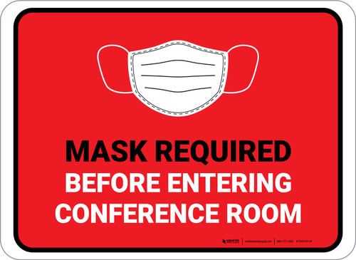 Masks Required Before Entering Conference Room Red Rectangular - Floor Sign