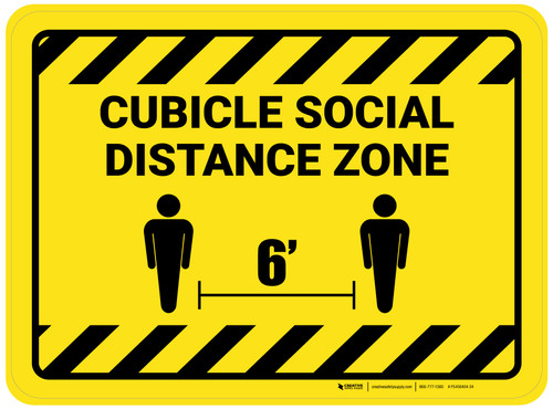 Cubicle Social Distance Zone Rectangle Yellow Hazard - Floor Sign