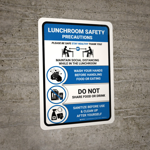 Lunchroom Safety Precautions Blue Portrait - Wall Sign | Creative ...