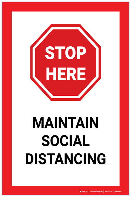 Stop Here: Maintain Social Distancing - Label