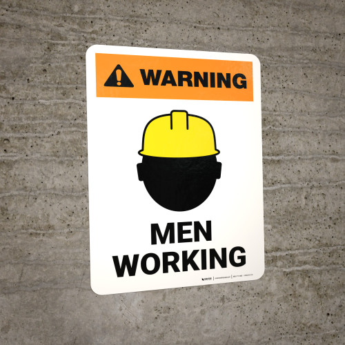 Warning: Men Working with Icon Portrait - Wall Sign