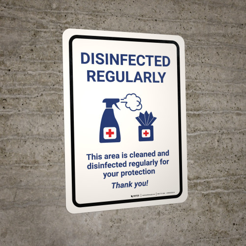 Disinfected Regularly with Icons Portrait - Wall Sign