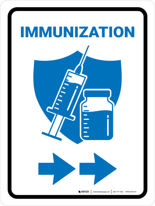 Immunization with Vaccine Injection Symbol Right Arrow Blue Portrait ...