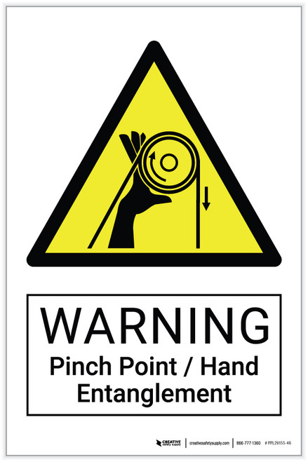 Warning: Pinch Point / Hand Entanglement Hazard - Label