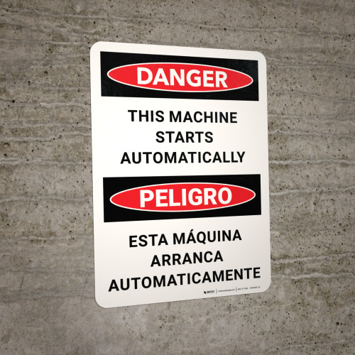 Danger: This Machine Starts Automatically Bilingual Spanish Portrait ...