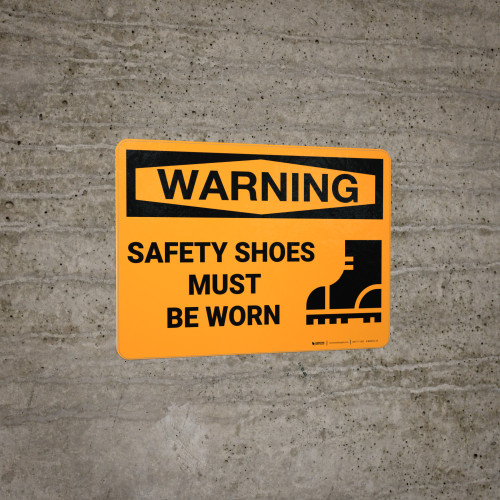 Warning: PPE Safety Shoes - Wall Sign
