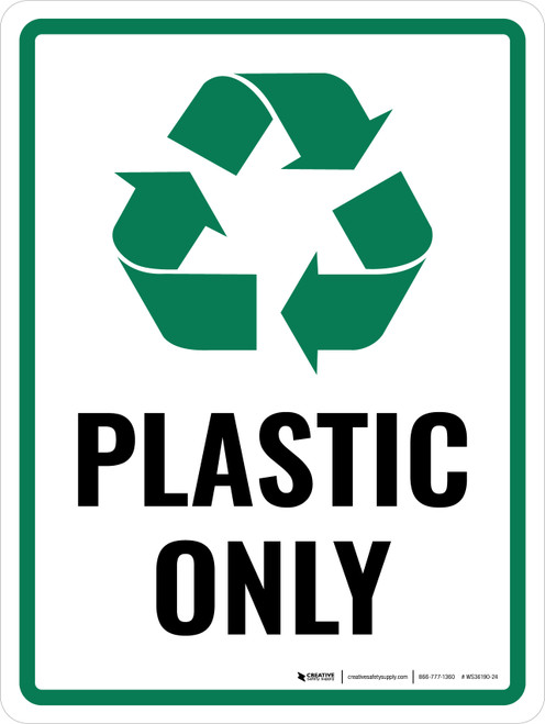 Plastic Only Green with Icon Portrait - Wall Sign