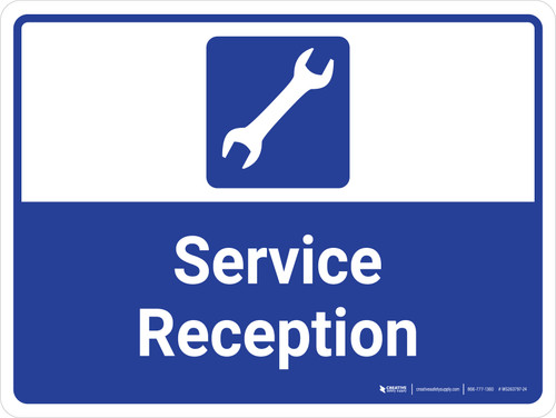 Service Reception Blue with Icon Landscape - Wall Sign