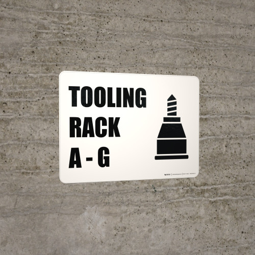 Tooling Rack A-G with Icon Landscape - Wall Sign