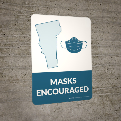Masks Encouraged Vermont State Outline - Wall Sign