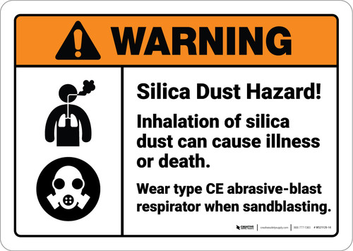 Warning: Silica Dust Hazard Inhalation Cause Illness - Wall Sign ...