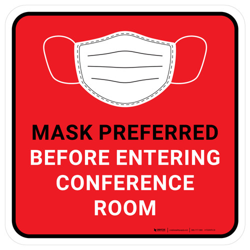 Mask Preferred Before Entering Conference Room Red Rectangular - Floor Sign