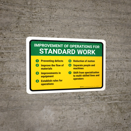 Improvement for Operations for Standard Work Landscape - Wall Sign