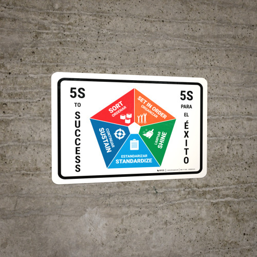 5S To Success Bilingual Spanish Landscape - Wall Sign | Creative Safety ...