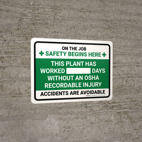 This Plant Has Worked Days Without An Osha Recordable Injury Landscape Wall Sign this-plant-has-worked-days-without-an-osha-recordable-injury-landscape-wall-sign