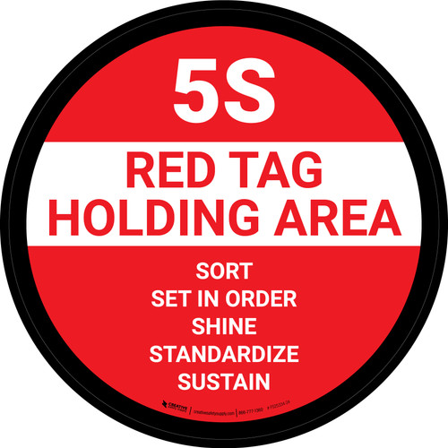 5S Red Tag Holding Area Circular - Floor Sign
