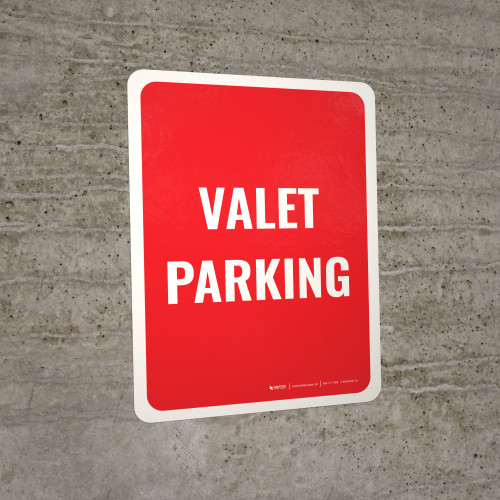 Valet Parking Sign Red Portrait Portrait - Wall Sign