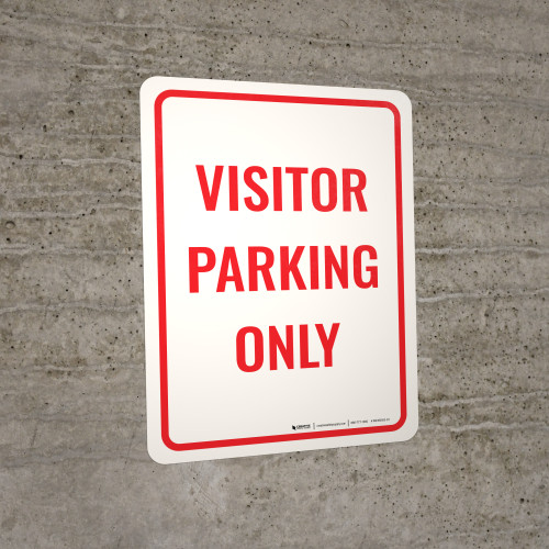 Visitor Parking Only Sign Red Portrait - Wall Sign