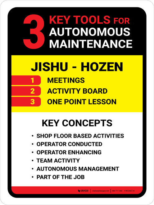 3 Keys Autonomous Maintenance Portrait - Wall Sign | Creative Safety Supply