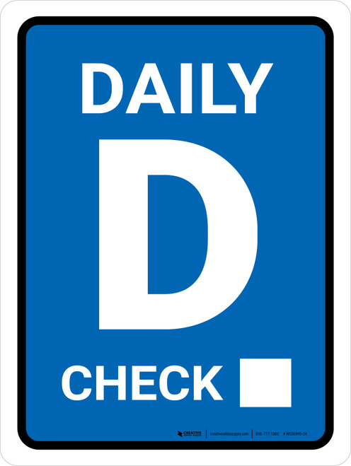 TPM Daily Inspection Portrait - Wall Sign | Creative Safety Supply
