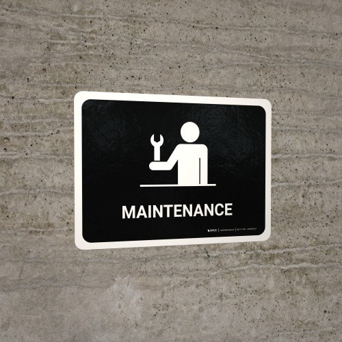 Maintenance Black Landscape - Wall Sign
