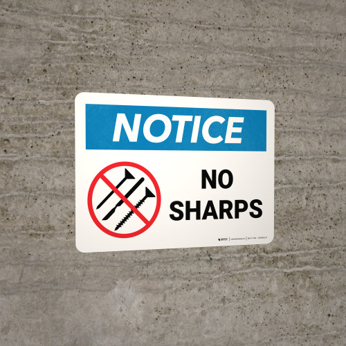 Notice: no sharps Landscape - Wall Sign