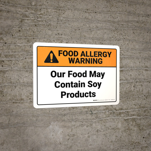 Warning: Food May Contain Soy Products Tent - Wall Sign | Creative ...