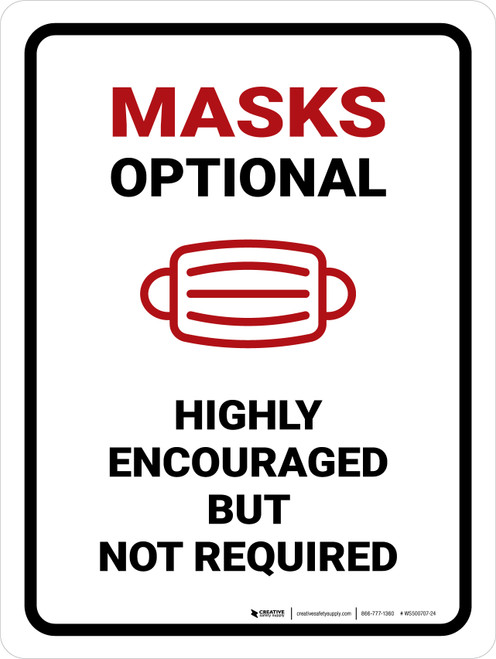 Mask Highly Encouraged Portrait - Wall Sign