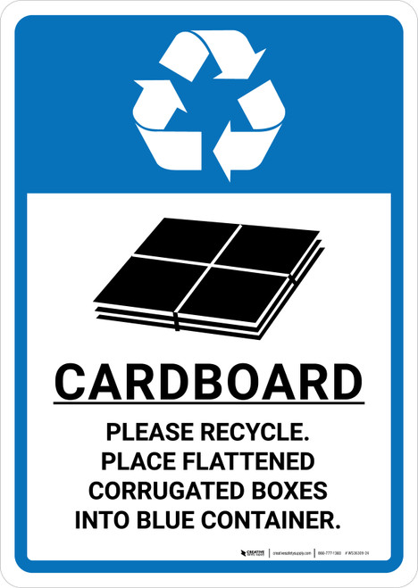 Cardboard - Please Recycle Portrait - Wall Sign