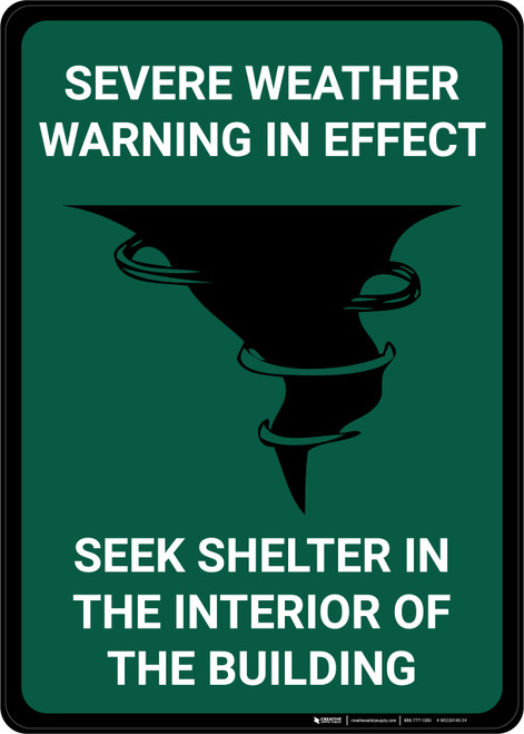 Severe Weather Warning in Effect Red Portrait - Wall Sign