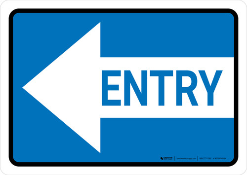 Entry Left Arrow Blue Landscape - Wall Sign