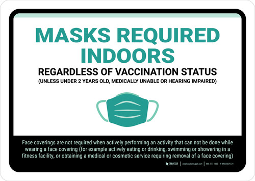 Mask Required Indoors Landscape - Wall Sign